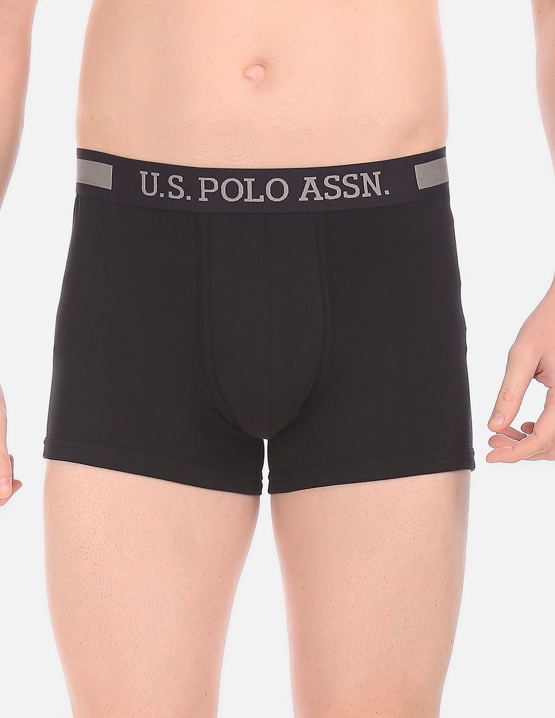 Buy USPA Innerwear Men Black I101 Mid-Waist Solid Cotton Spandex Trunks ...