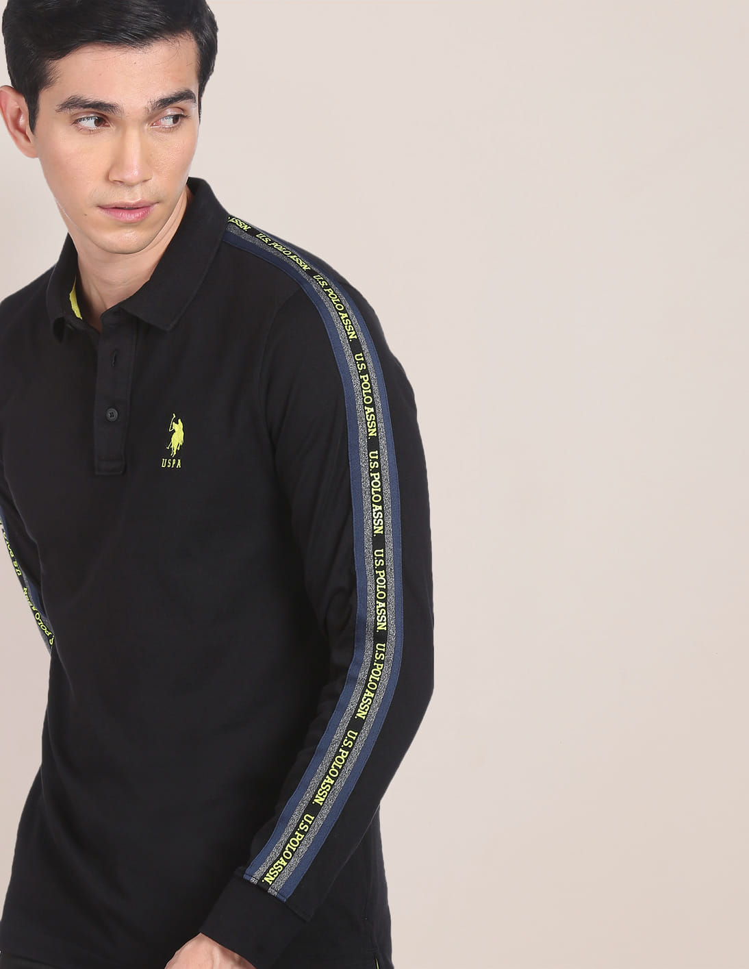 Buy U.S. Polo Assn. Cotton Pique Brand Tape Long Sleeve Polo Shirt ...